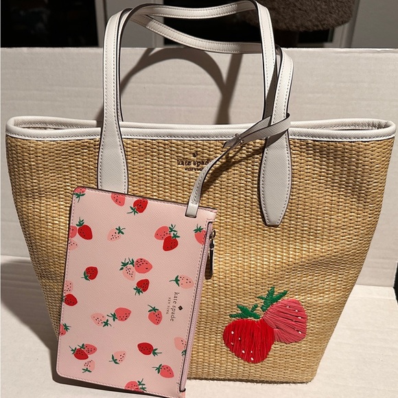 kate spade | Bags | Kate Spade New York Strawberry Shoulder Rattan Bag ...